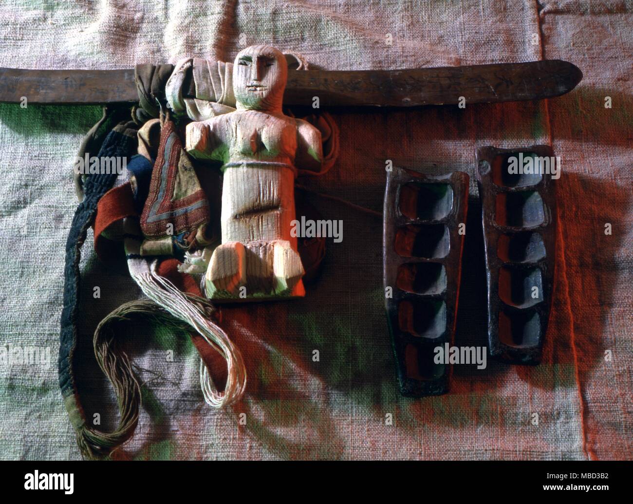 Collection of shaman's ritual objects from Laos and Siberia, including ...