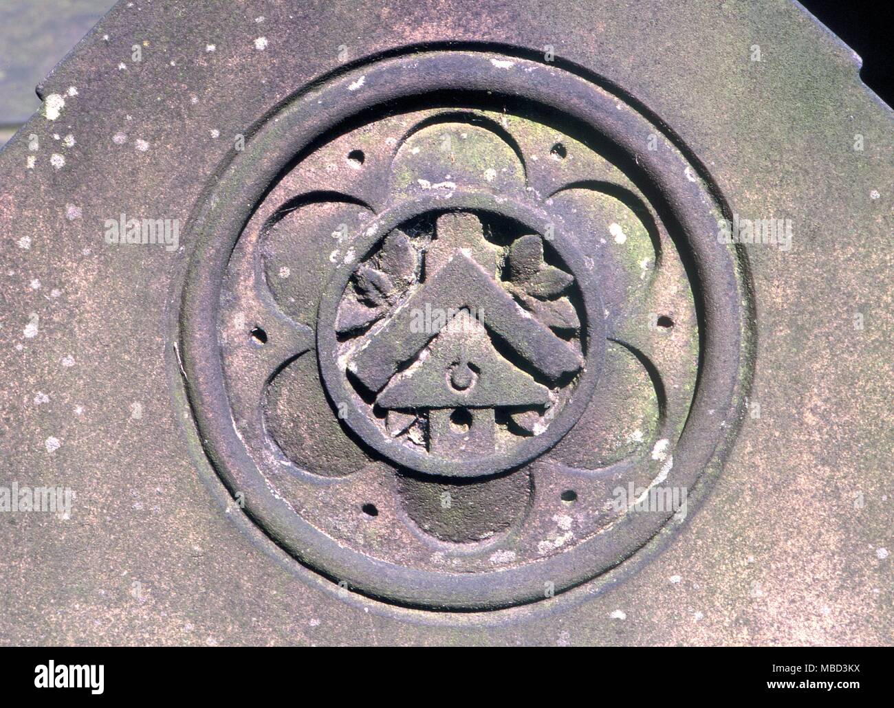 Symbols - Set Square. Carving on the Masonic tomb in the churchyard of ...