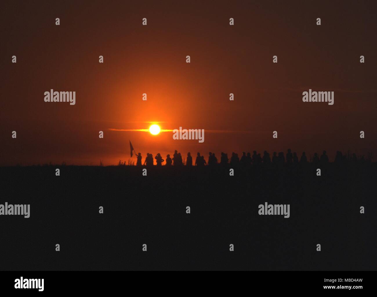 Girl guides marching in line in the early sun towards St. Michael's ...