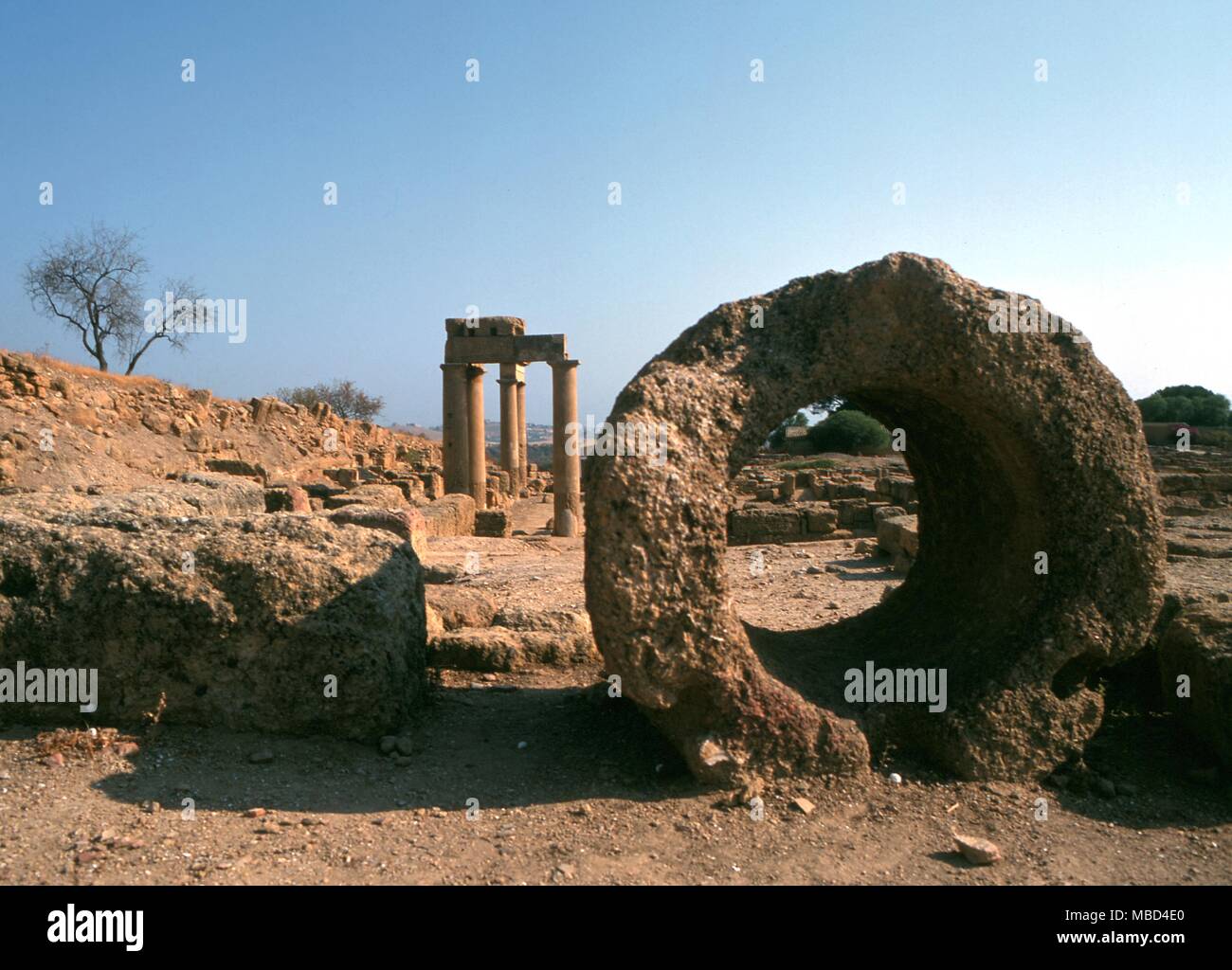 Greek Mythology. Remains of the hellenistic quarter, with buildings ...