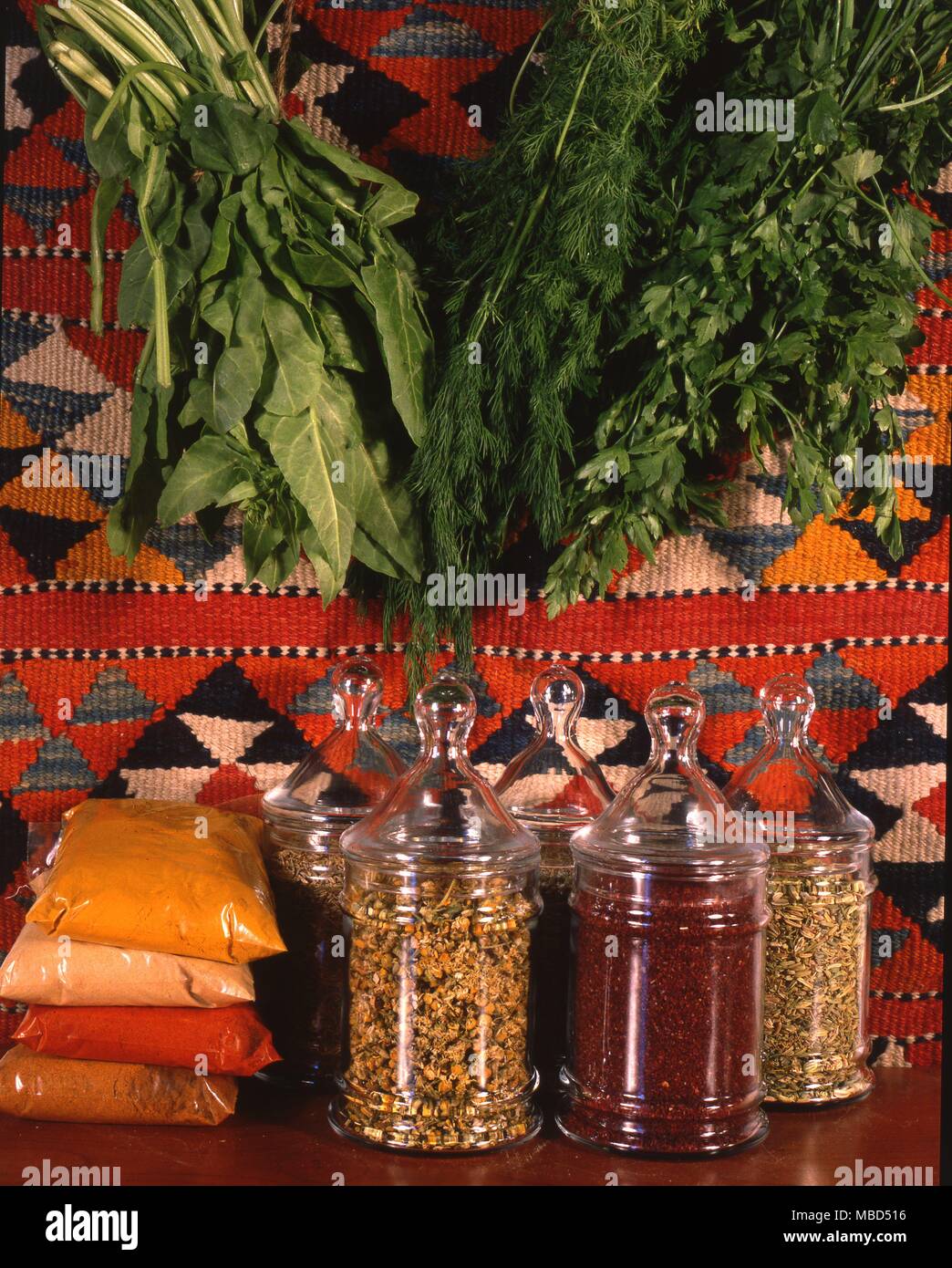 occult philosophy, far eastern roots and herbs Stock Photo - Alamy