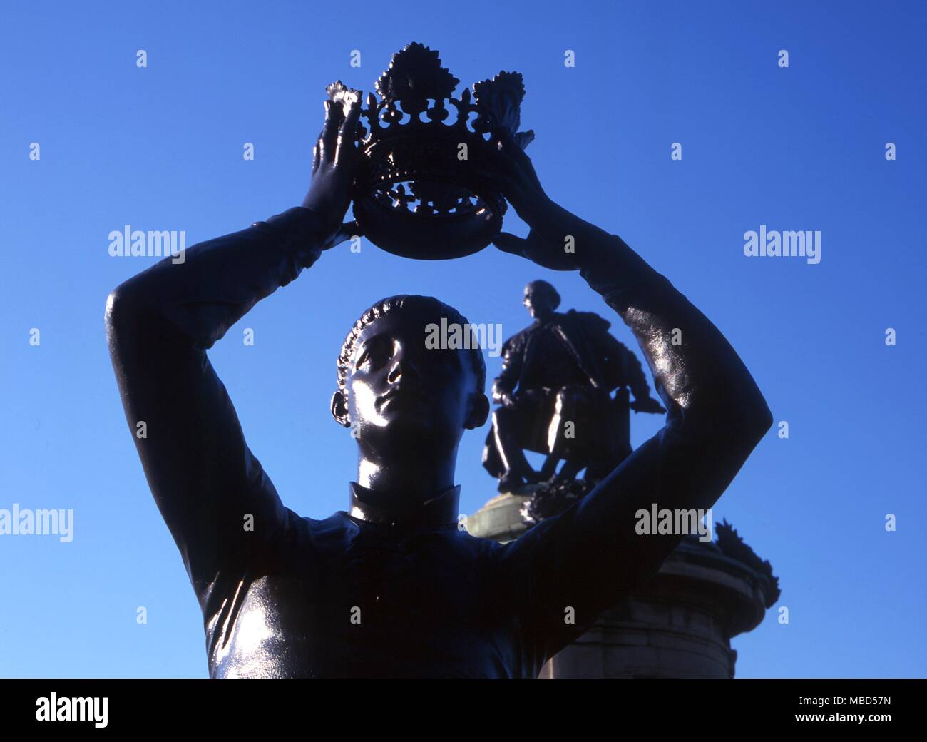 Statue of Shakespeare, seen through the raised arms of Prince Hal. Part ...