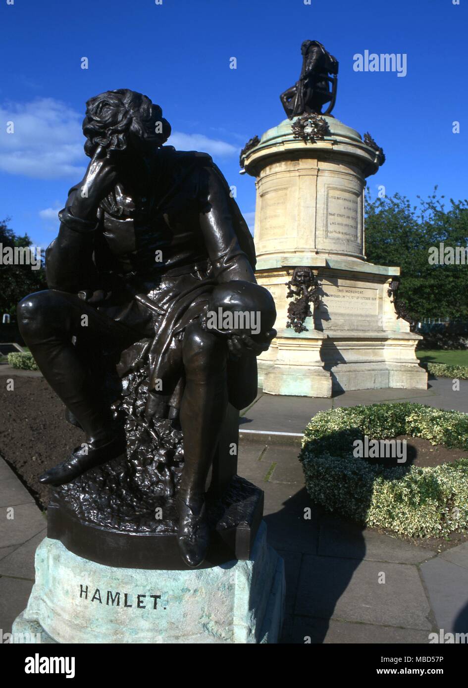 Hamlet with the skull. Detail of the Shakespeare Memorial at Stratford ...