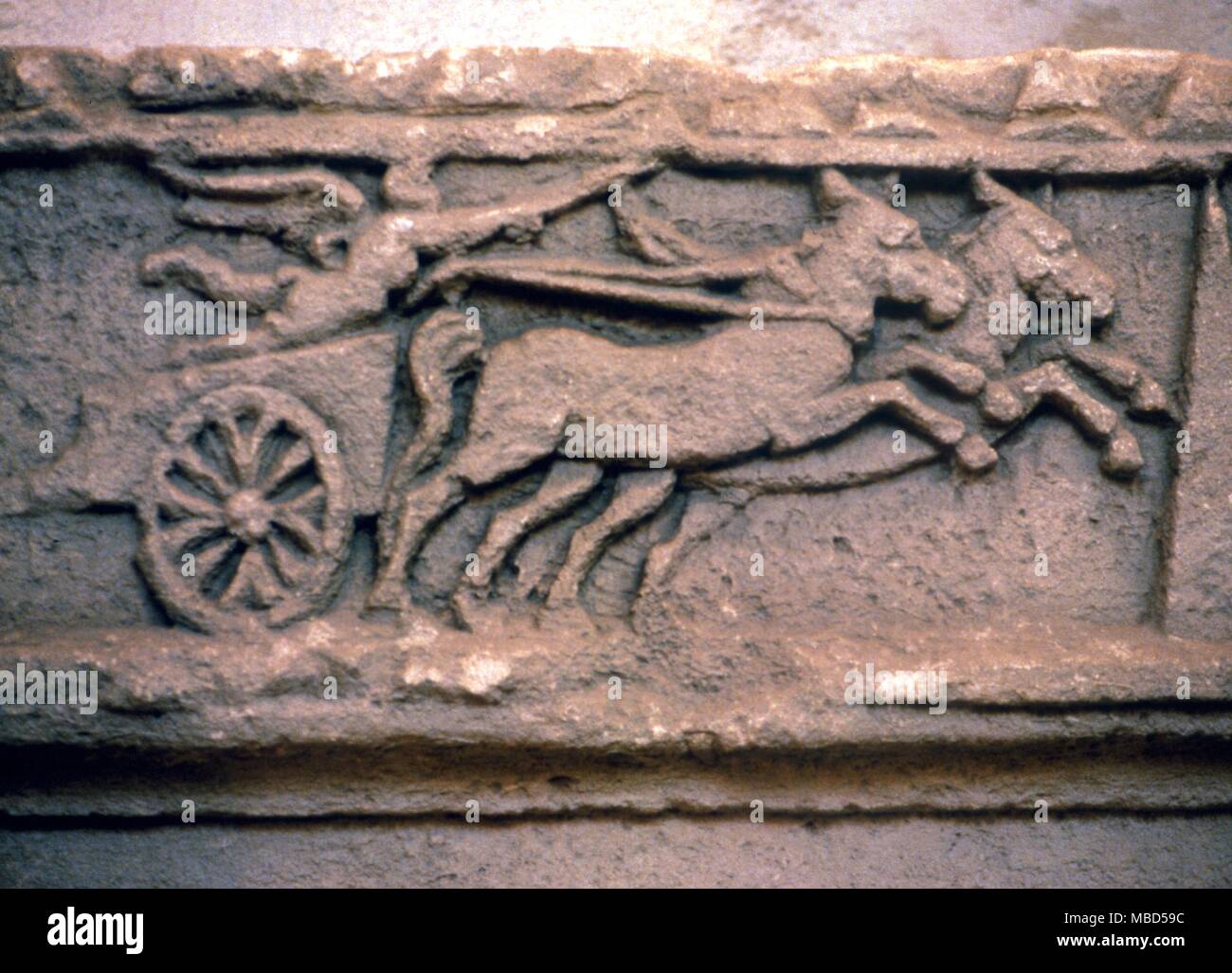 Symbols - Chariot. Roman bas relief showing a winged goddess driving a ...