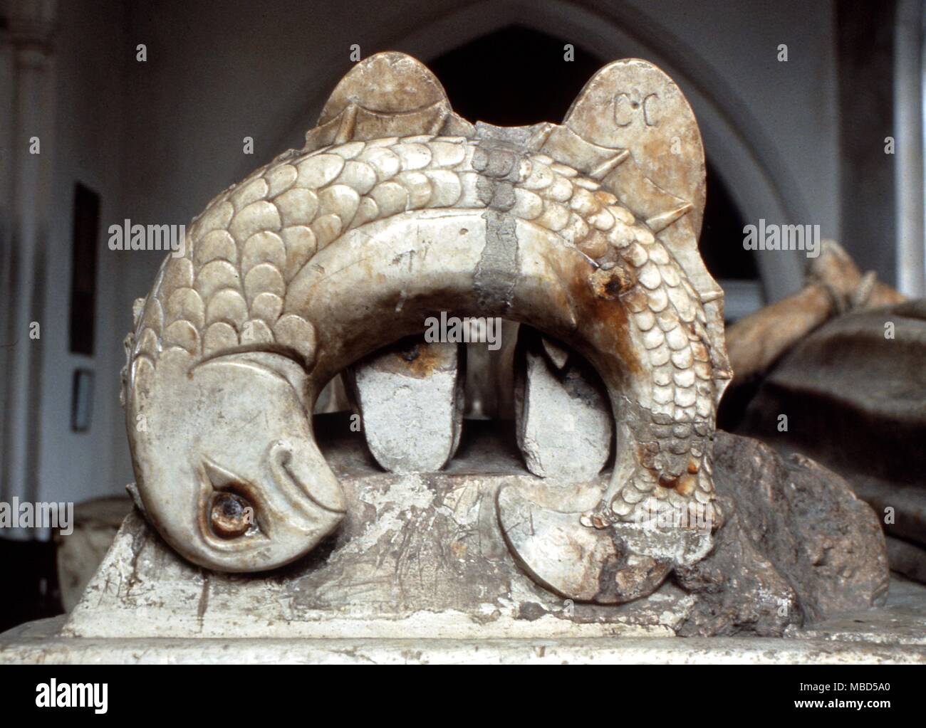 Symbols - Fish. Detail of heraldic fish on the Essex memorial in ...