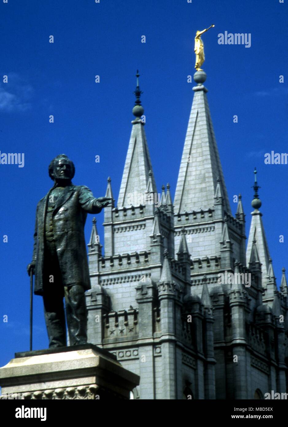 United States - Salt Lake City. Statue of Brigham Young in front of the ...