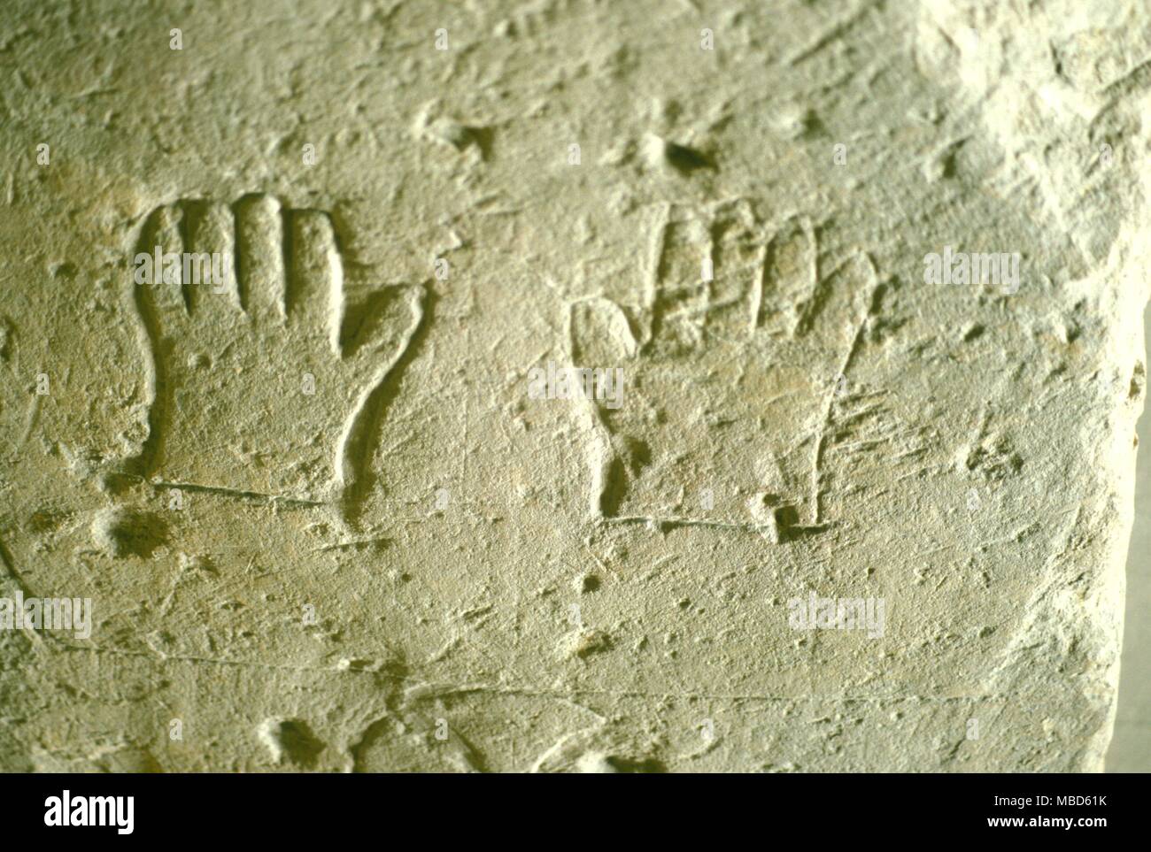 Symbol Hands Graffito of hands on a wall in Belvoir Castle Stock Photo ...