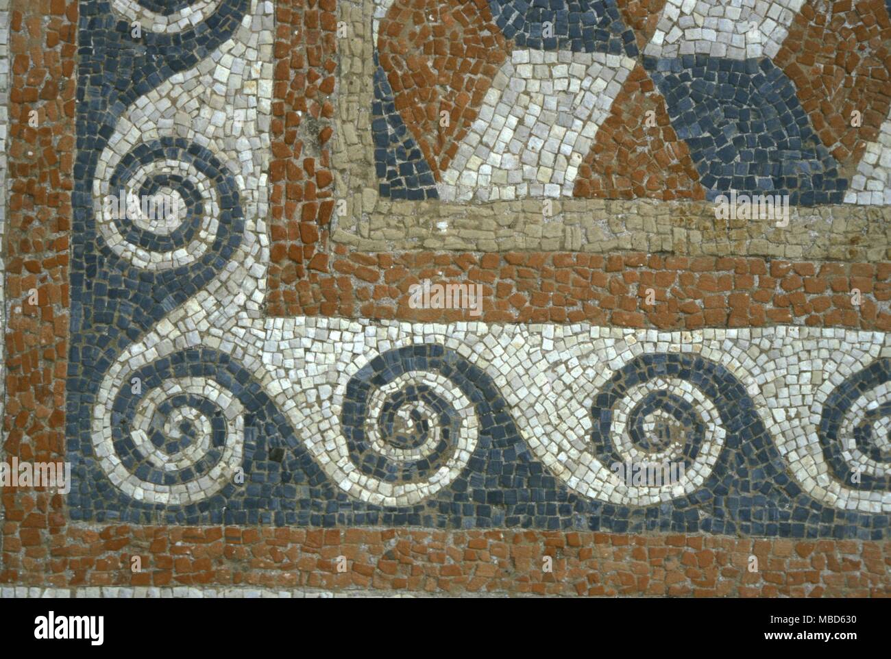 Spirals edging on a third century mosaic floor of a Roman villa on the ...