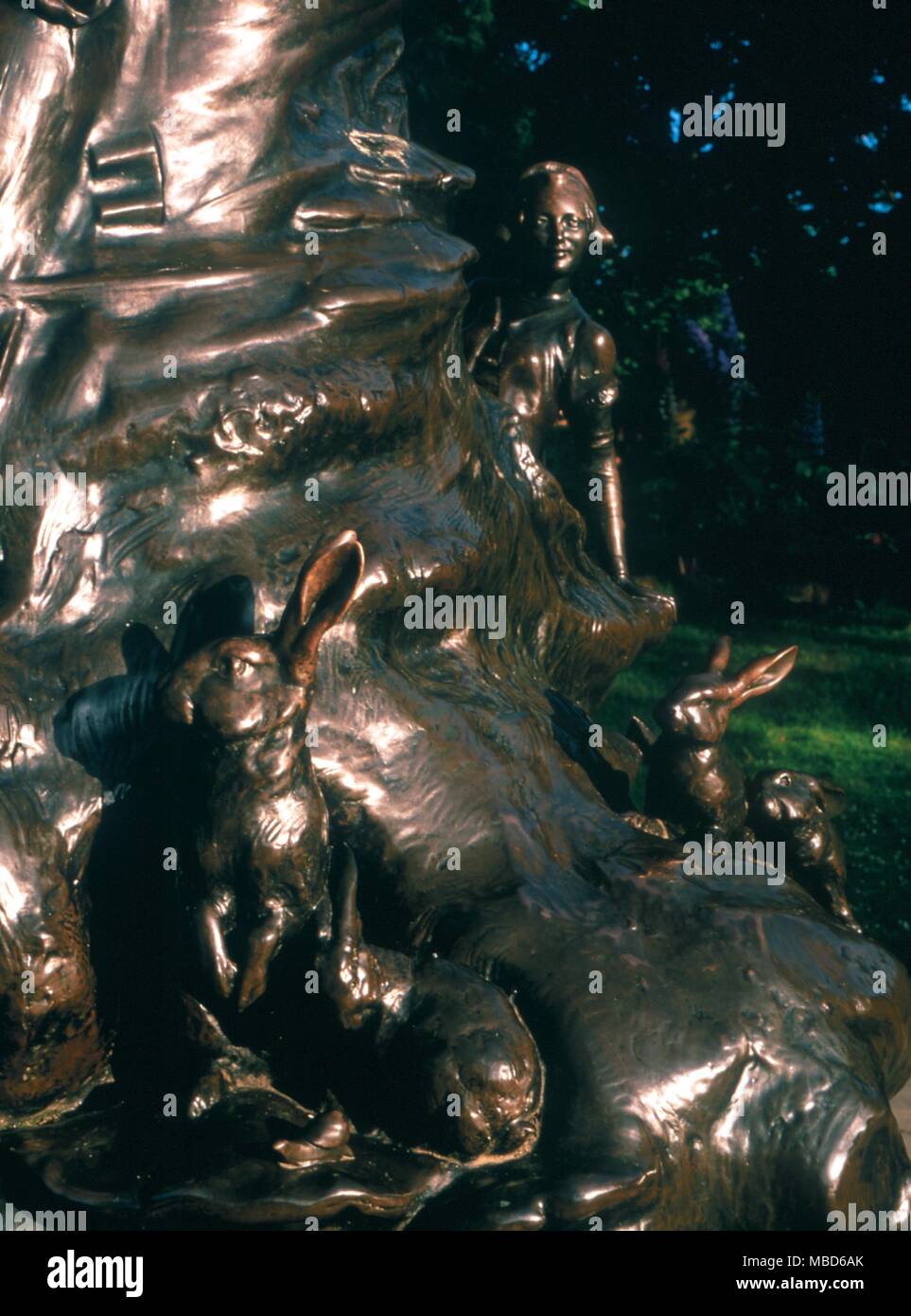 Animals, Rabbits and hares - on the base of the statue of Peter Pan, in ...