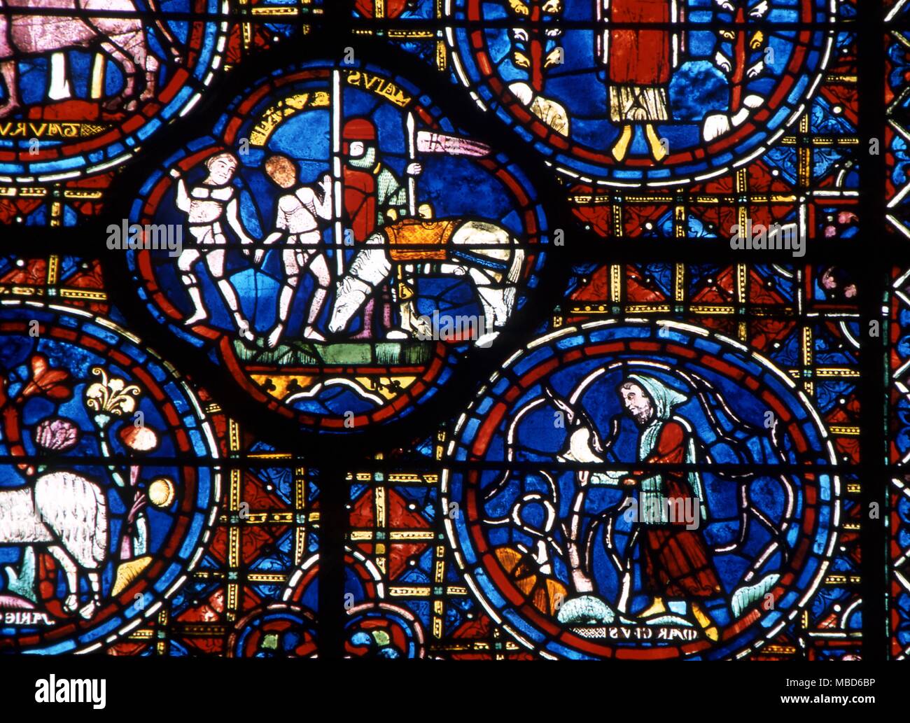 French astrology- Chartres- Detail of the zodiac window, from Chatres ...