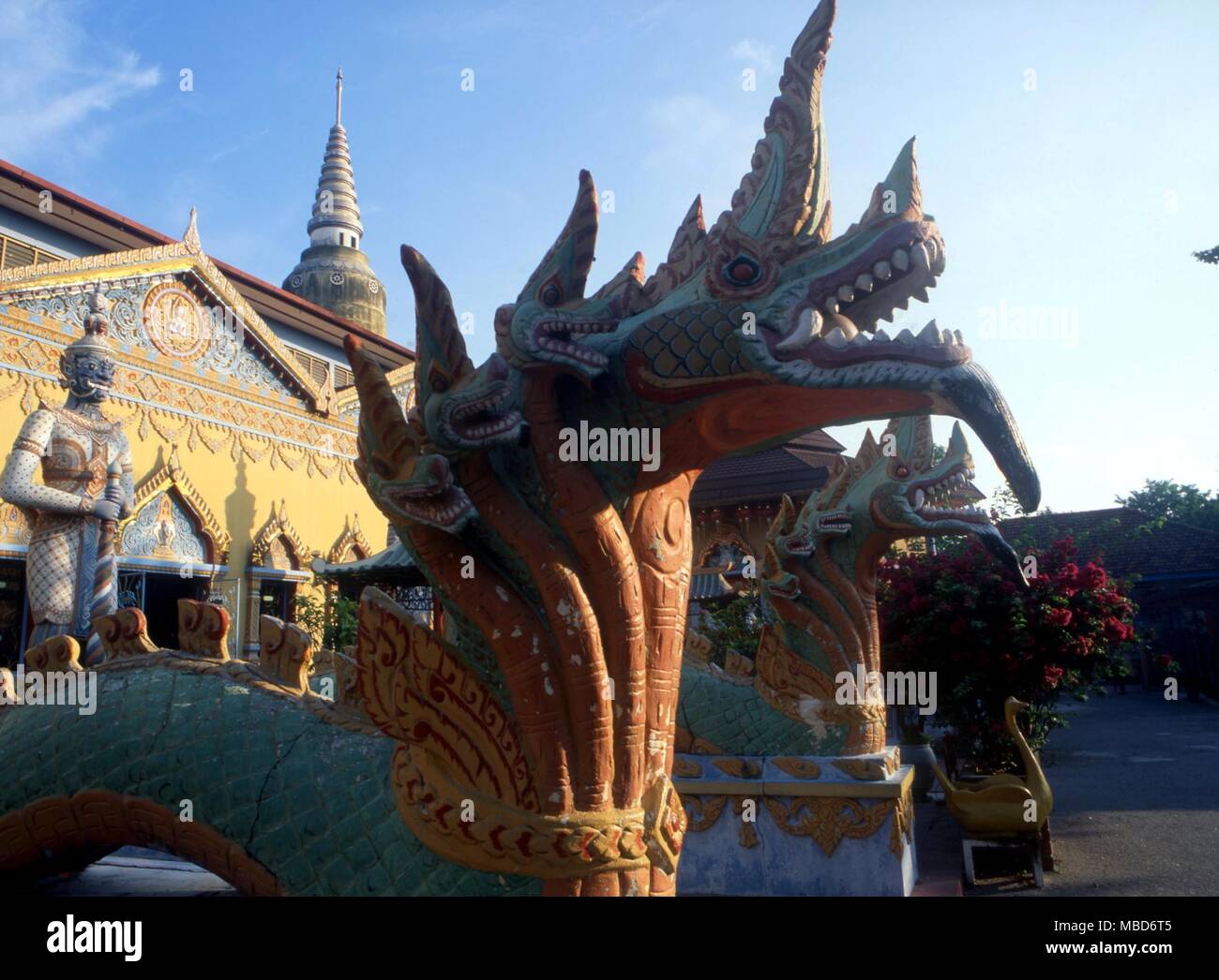 DRAGON - Guardian dragons in front of the Buddhist Wat Chayamangkalaram ...