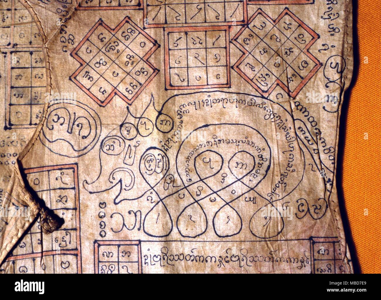 A Burmese 'Lan Na' amuletic shirt, or undergarment with magic squares ...