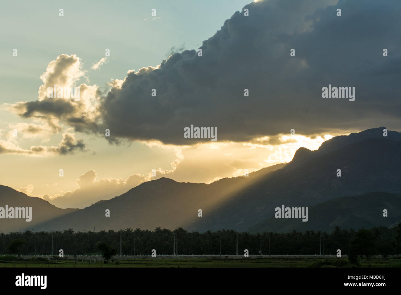 Sunset on mountain with beautiful sky in Dalat, Vietnam Stock Photo - Alamy