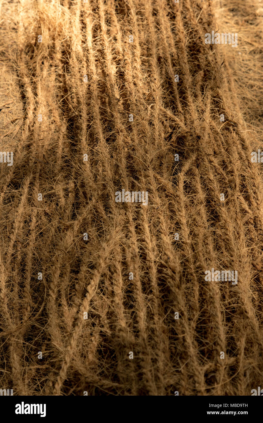 Background texture of the rope made from coconut husk fibers Stock ...