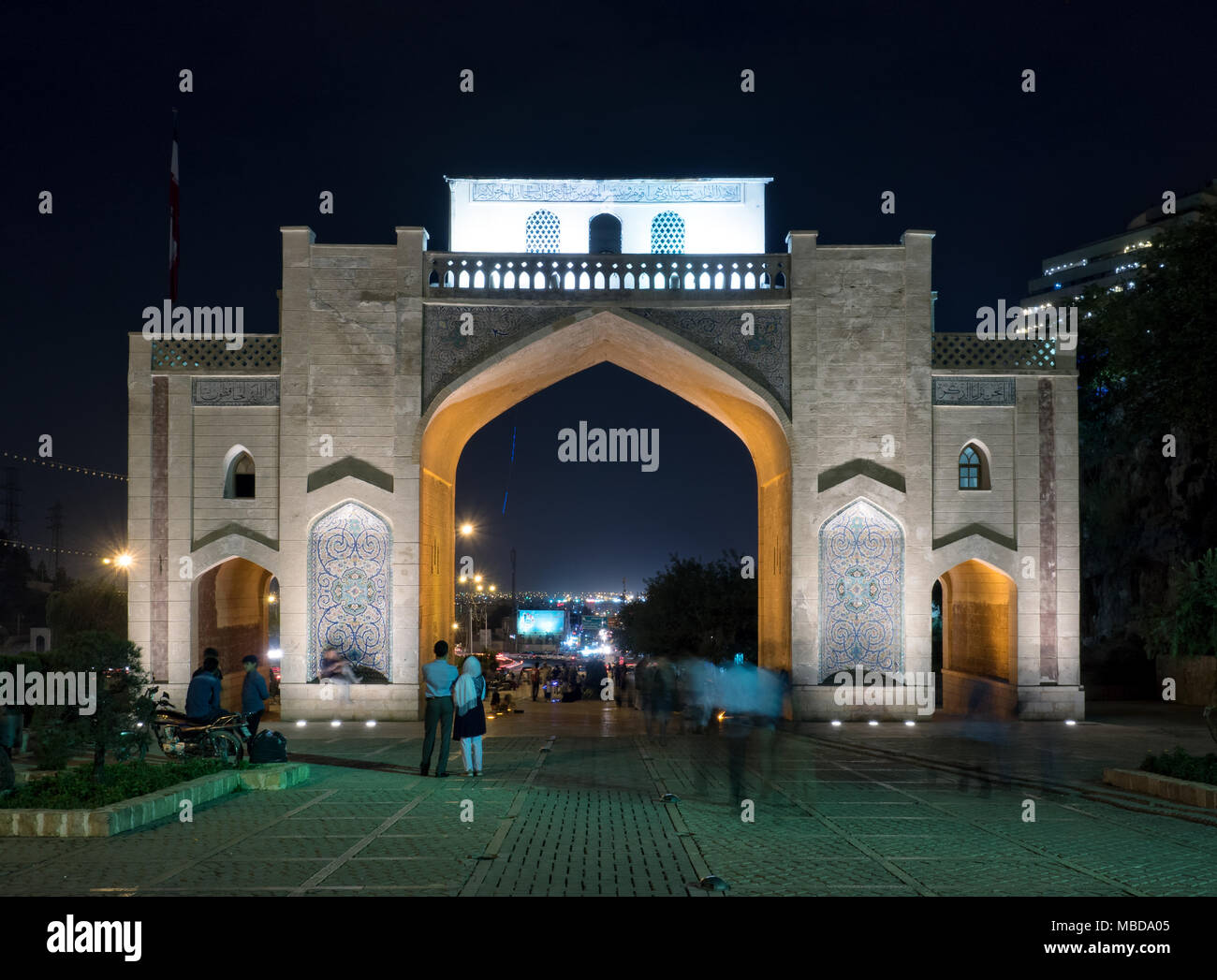 Quran Gate by night, Shiraz, Iran Stock Photo - Alamy