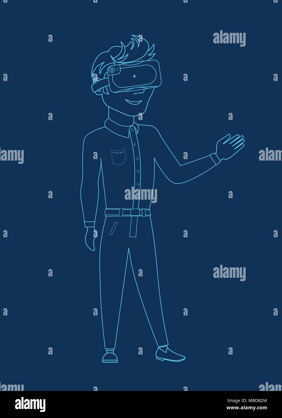 Man Silhouette Wearing 3d Virtual Reality Glasses Modern Vr Technology ...