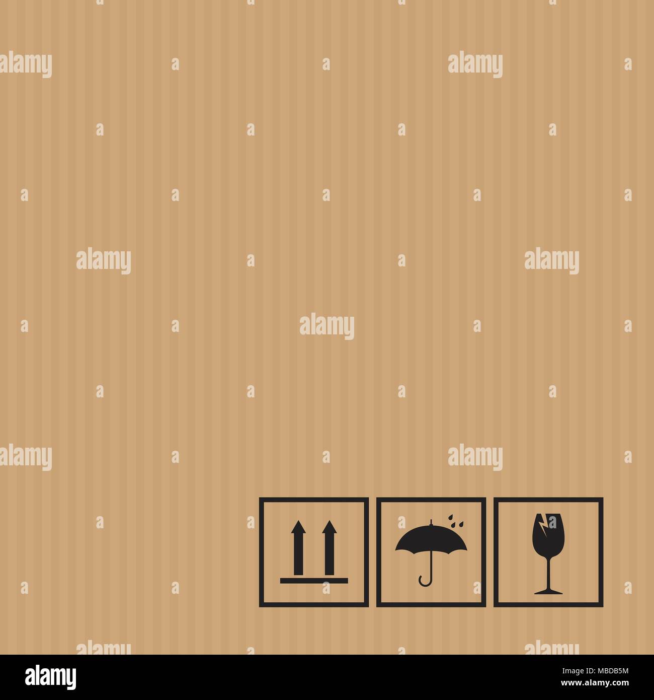 Packaging symbols set on cardboard background. Vector illustration ...