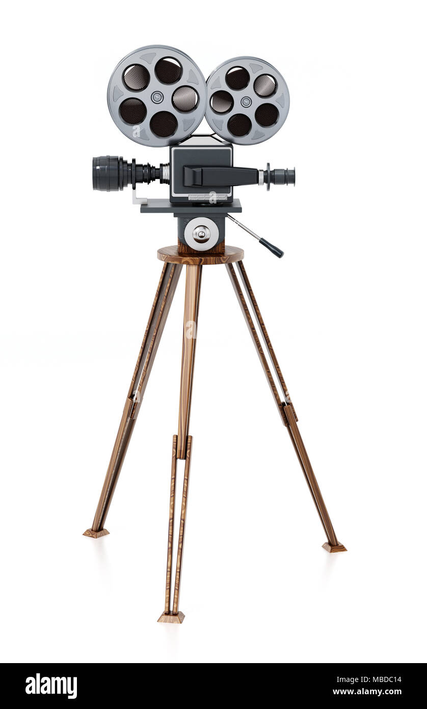 Antique movie camera isolated on white background. 3D illustration ...
