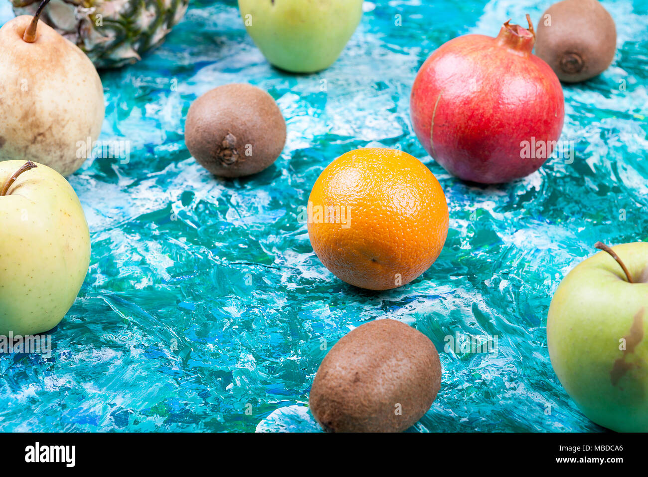 Fruits on colorful background hi-res stock photography and images - Alamy