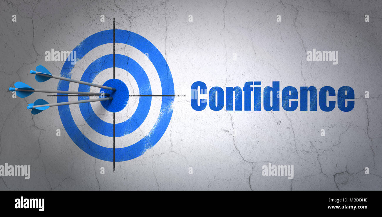Business concept: target and Confidence on wall background Stock Photo ...