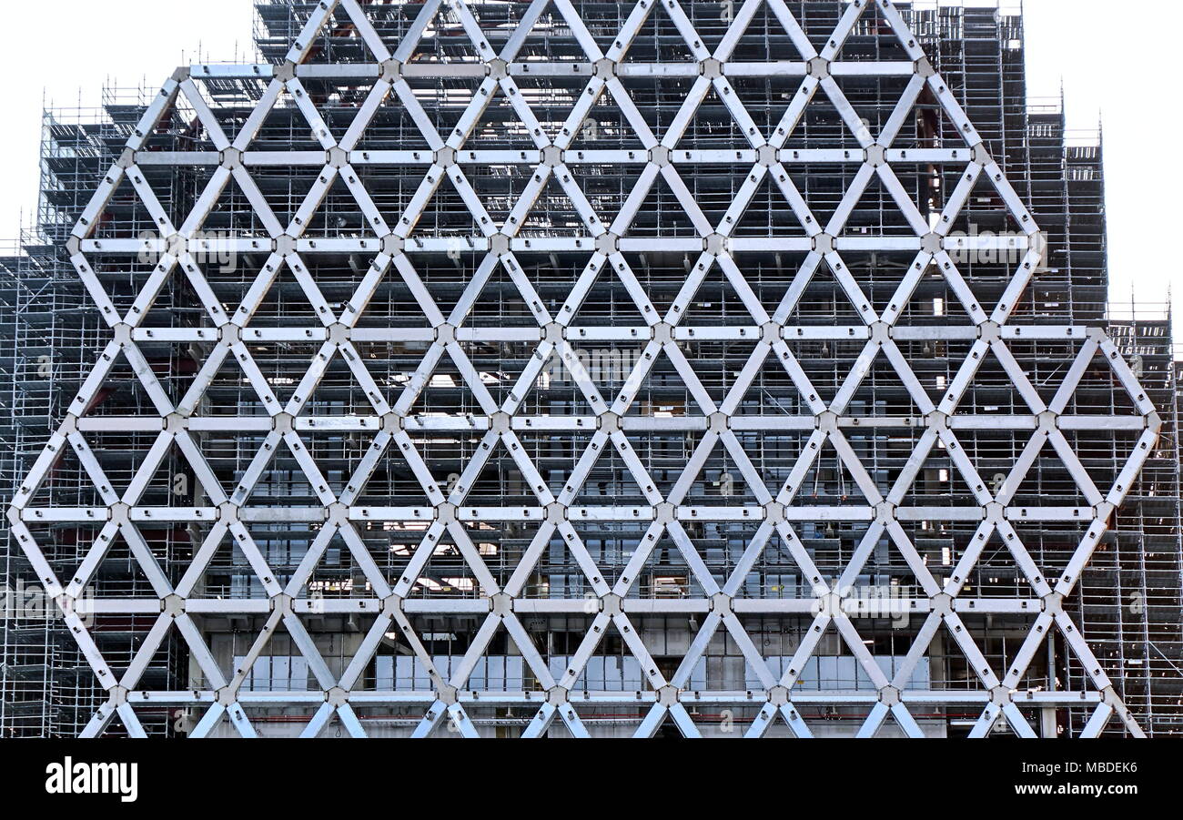 Large scale construction project with a modern steel facade Stock Photo ...