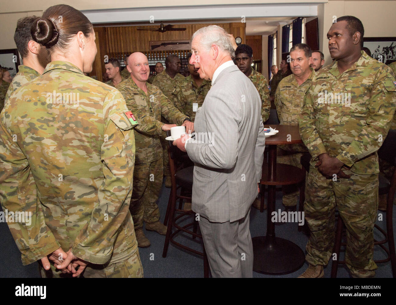 The Prince of Wales talks to soldiers during a visit to NORFORCE to ...