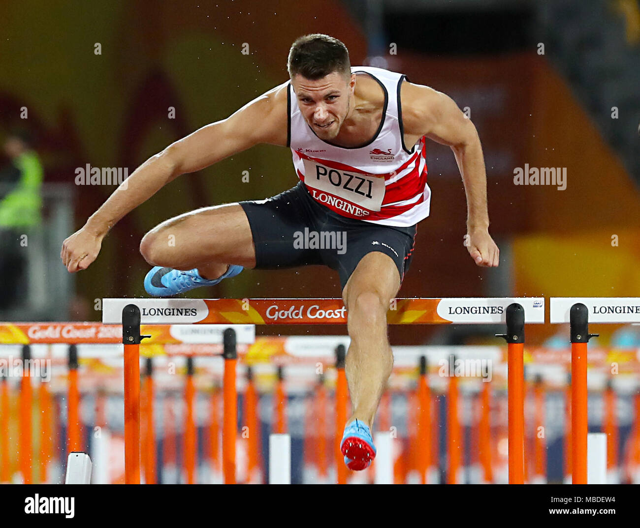 England's Andrew Pozzi competes in the Men's 110m Hurdles Final at the ...