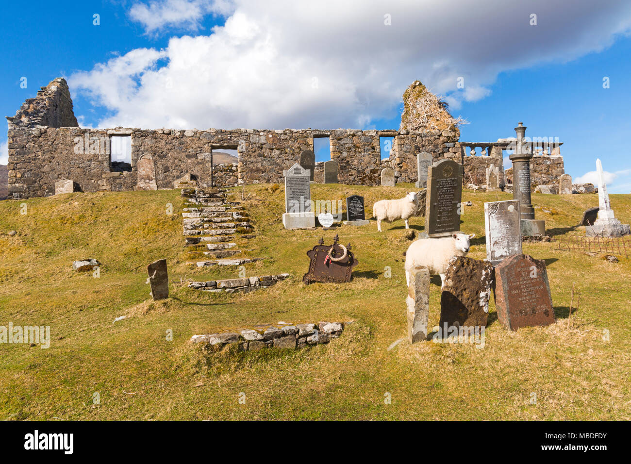 gravestones and ruins of church at Cill Chriosd Church, Kilchrist ...