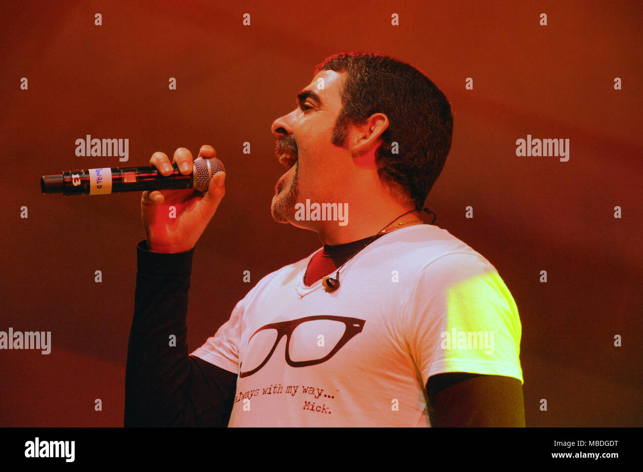The Cuban hip-hop group called Orishas performing on stage at the ...
