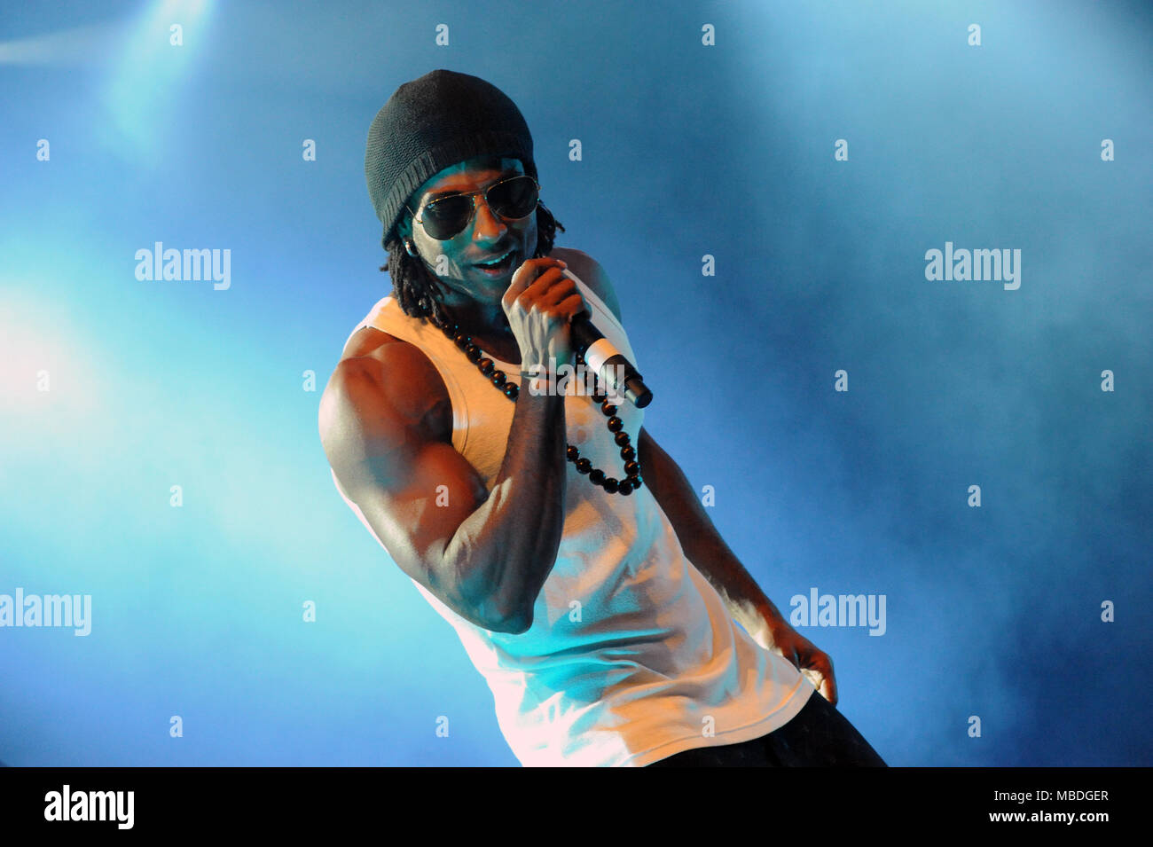 The Cuban hip-hop group called Orishas performing on stage at the ...