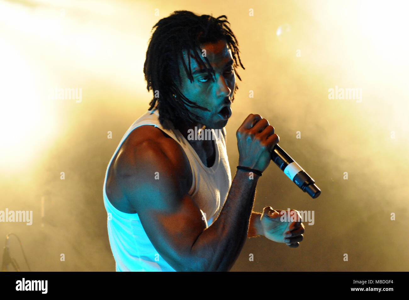 The Cuban hip-hop group called Orishas performing on stage at the ...