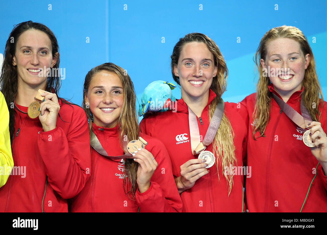 Wales' Georgia Davies (left), Chloe Tutton, Alys Thomas and Kathryn ...