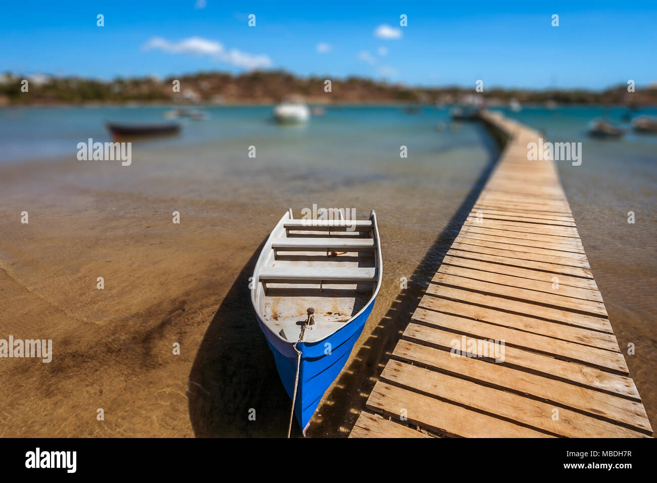 Outrigger canoe on the pontoon of the Diego Suarez's marina ...