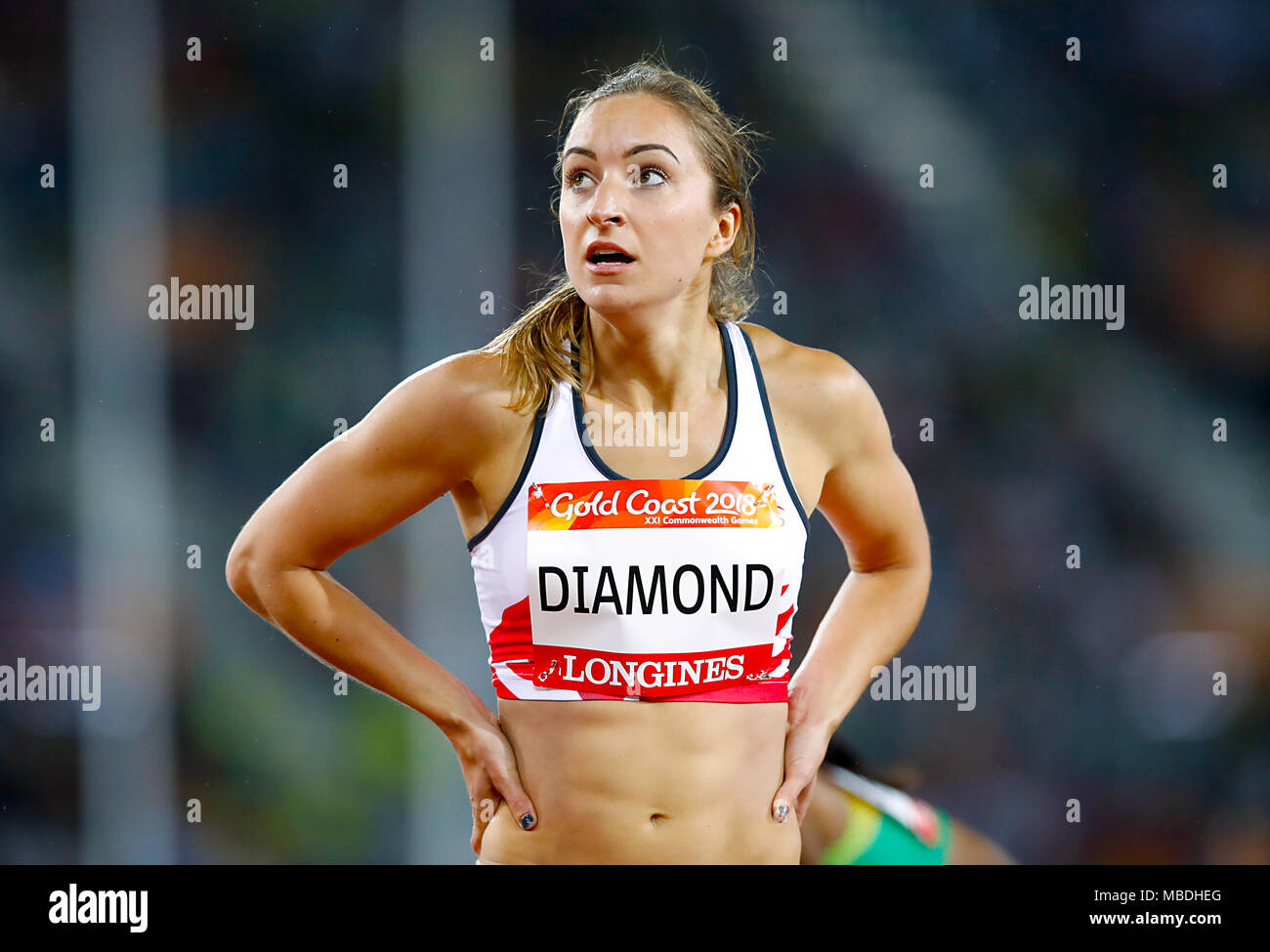 England's Emily Diamond reacts after competing in the Women's 400m ...