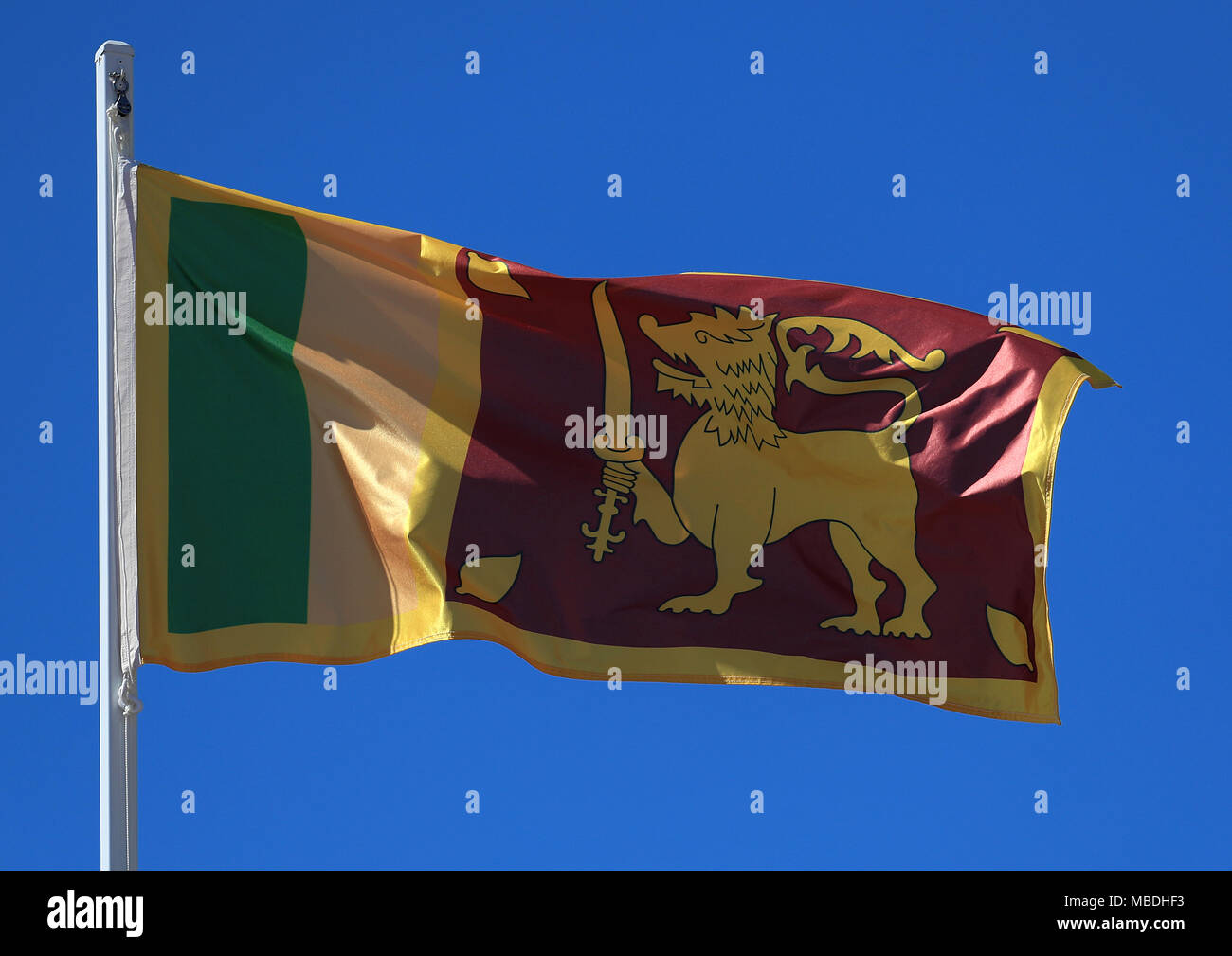 The flag of Sri Lanka during day five of the 2018 Commonwealth Games in ...