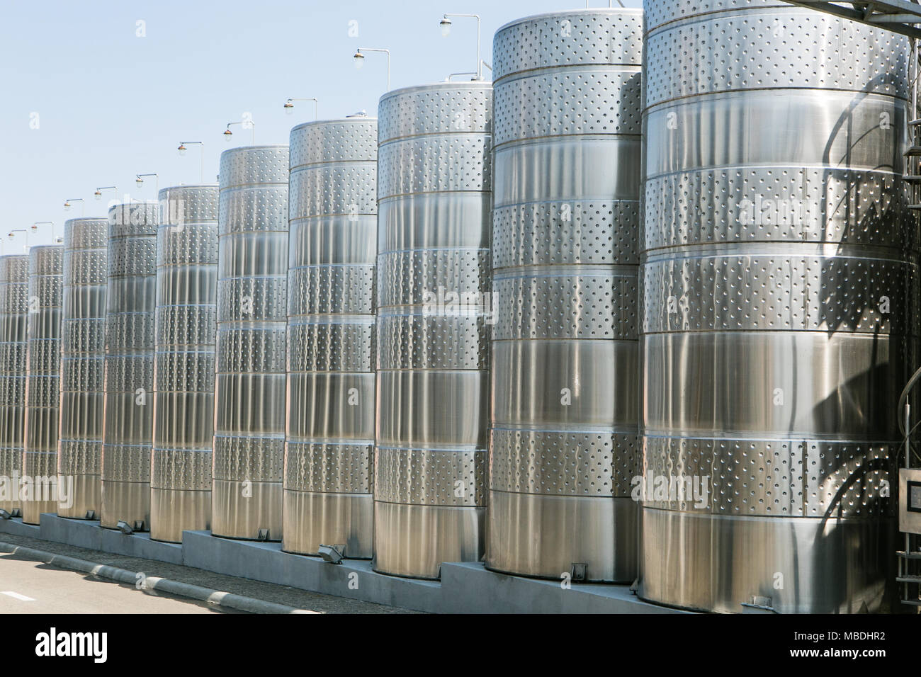 Stainless steel tank at the winery for wine maturation Stock Photo - Alamy