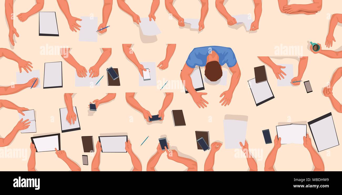 Communication concept above hands Stock Vector Images - Alamy