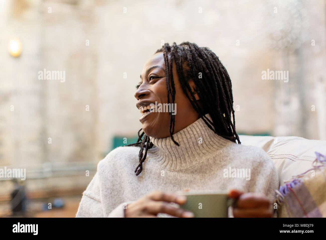 Laughing woman coffee hi-res stock photography and images - Alamy