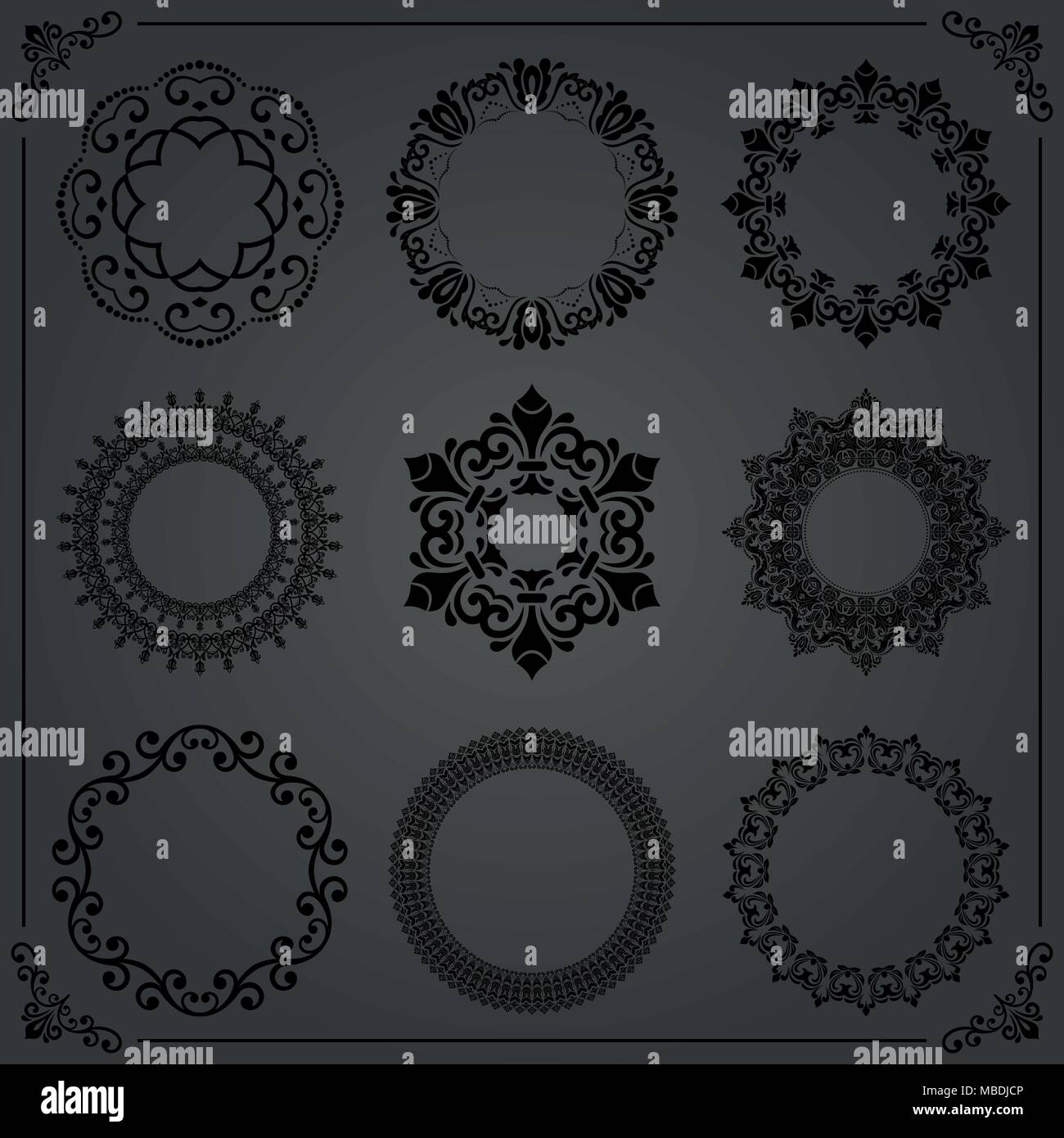 Vintage Set of Vector Round Elements Stock Vector Image & Art - Alamy