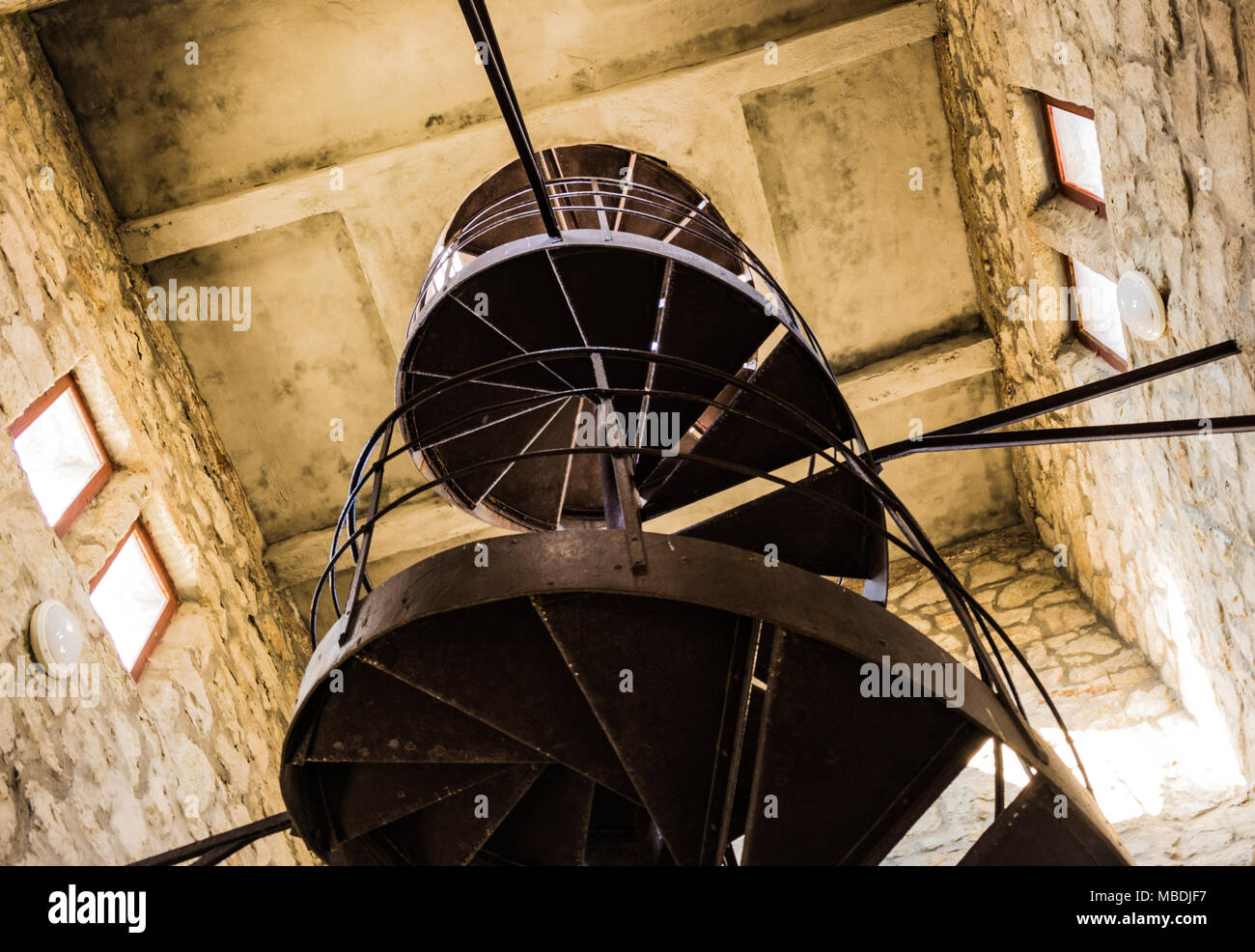 vintage spiral staircase in the castle Stock Photo - Alamy