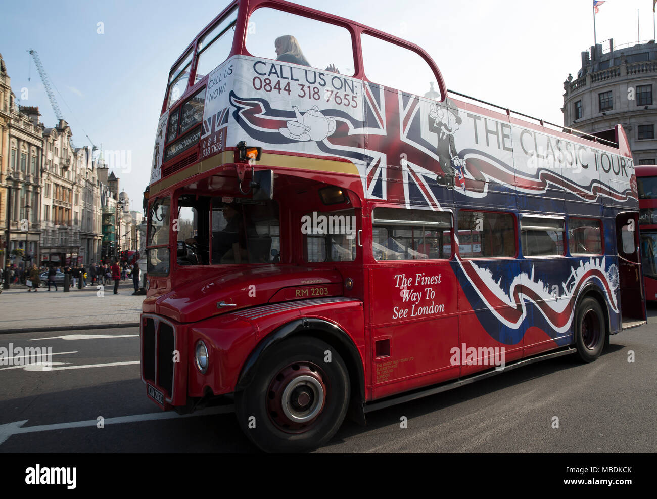 The Classic Tour on a Iconic 1960's London Routemaster bus in Trafalgar ...