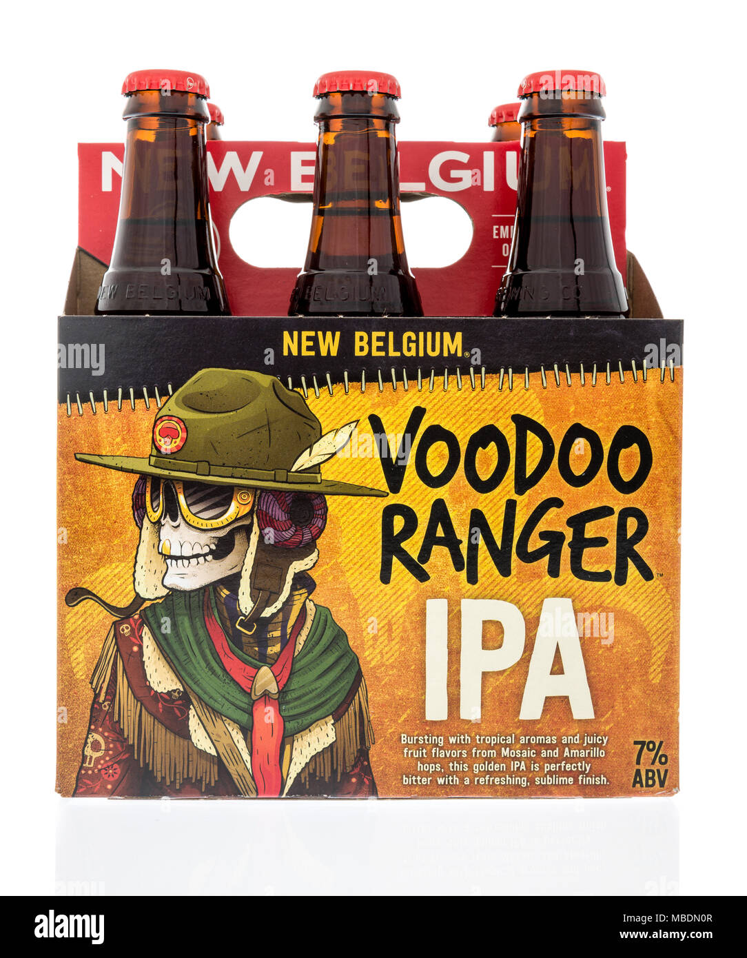 Winneconne, WI - 1 April 2018: A six pack of Voodoo Ranger IPA beer on ...