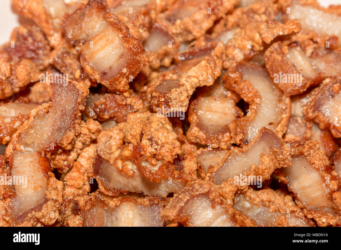 Meat, slice Fried pork on dish background Stock Photo - Alamy