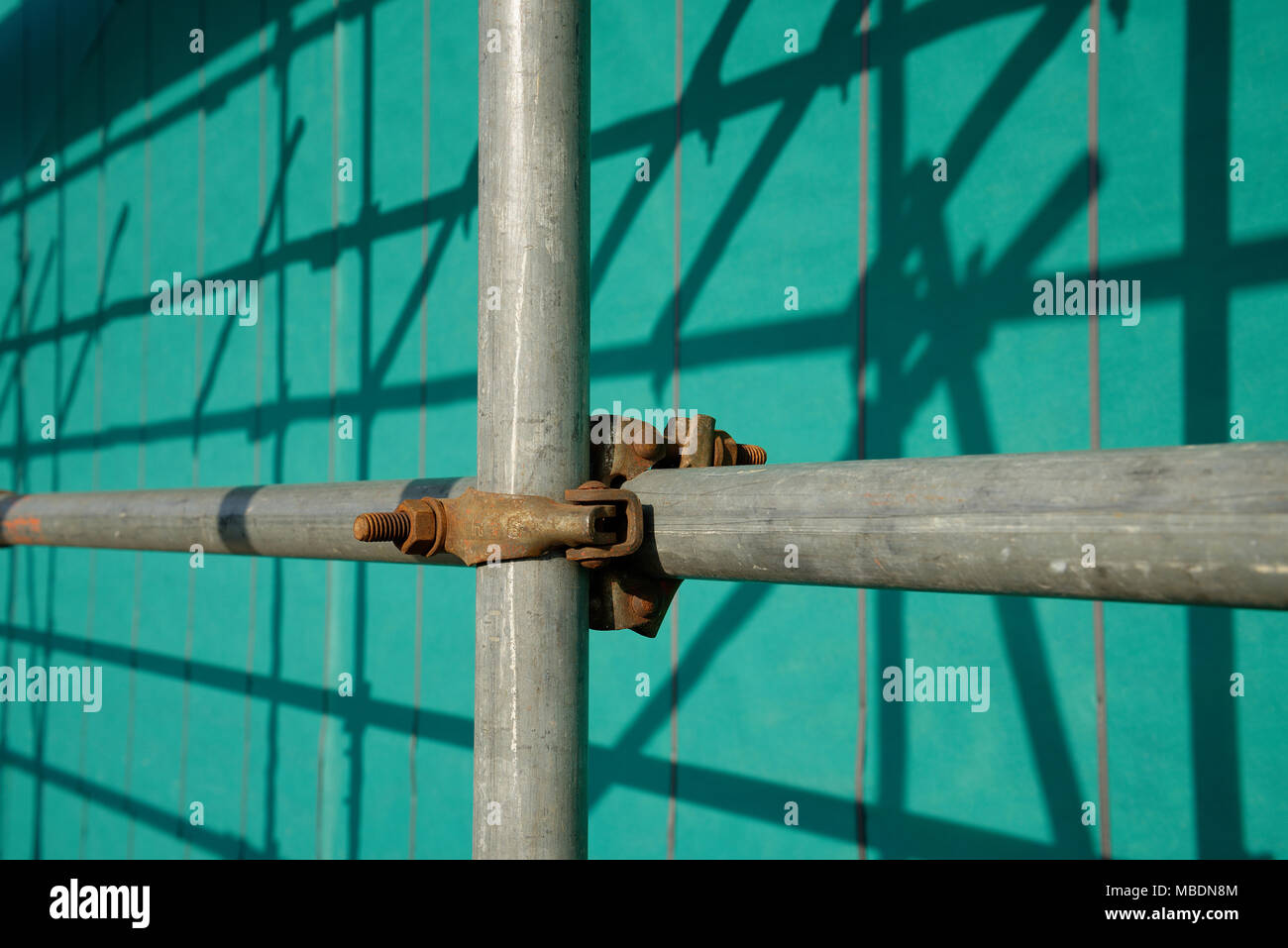 Scaffolding framework around a modern timber framed building Stock ...