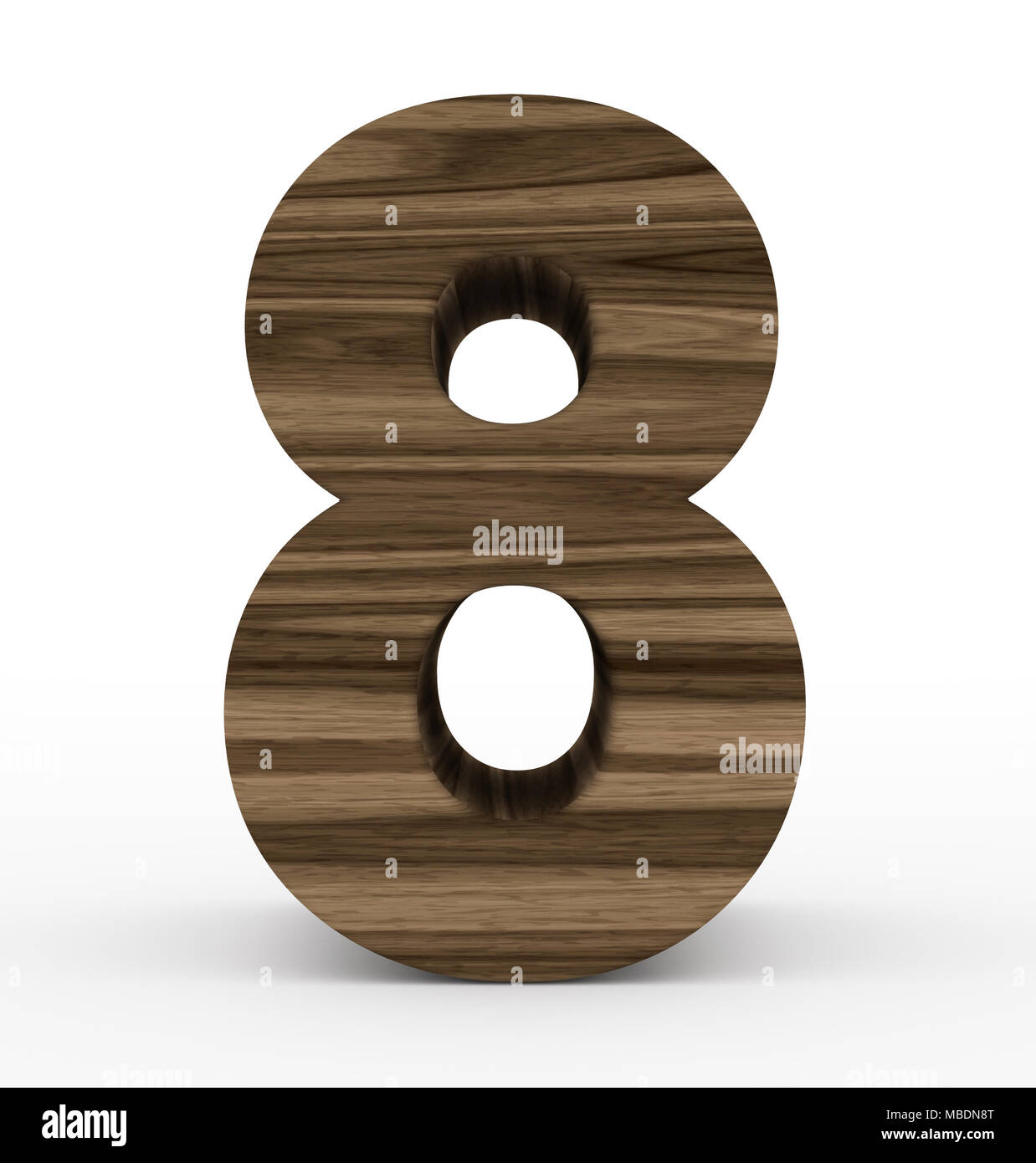 number 8 3d wooden isolated on white - 3d rendering Stock Photo - Alamy