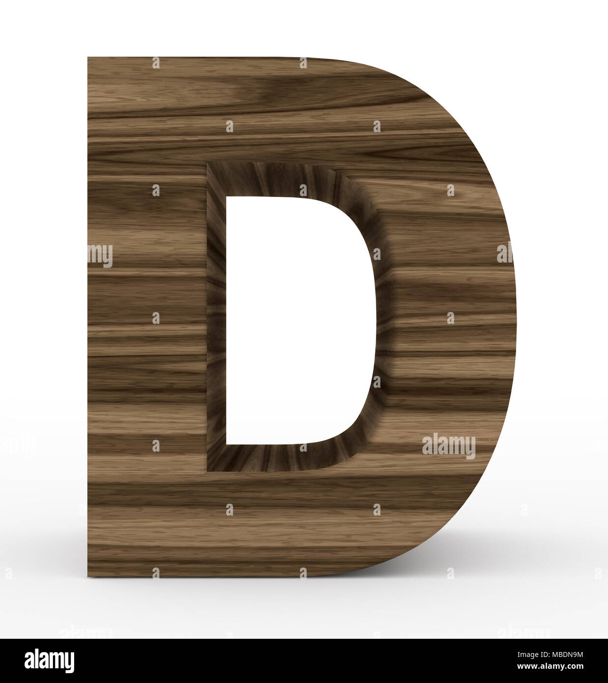 letter D 3d wooden isolated on white - 3d rendering Stock Photo - Alamy