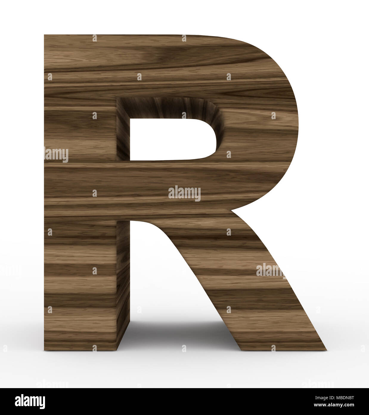 letter R 3d wooden isolated on white - 3d rendering Stock Photo - Alamy
