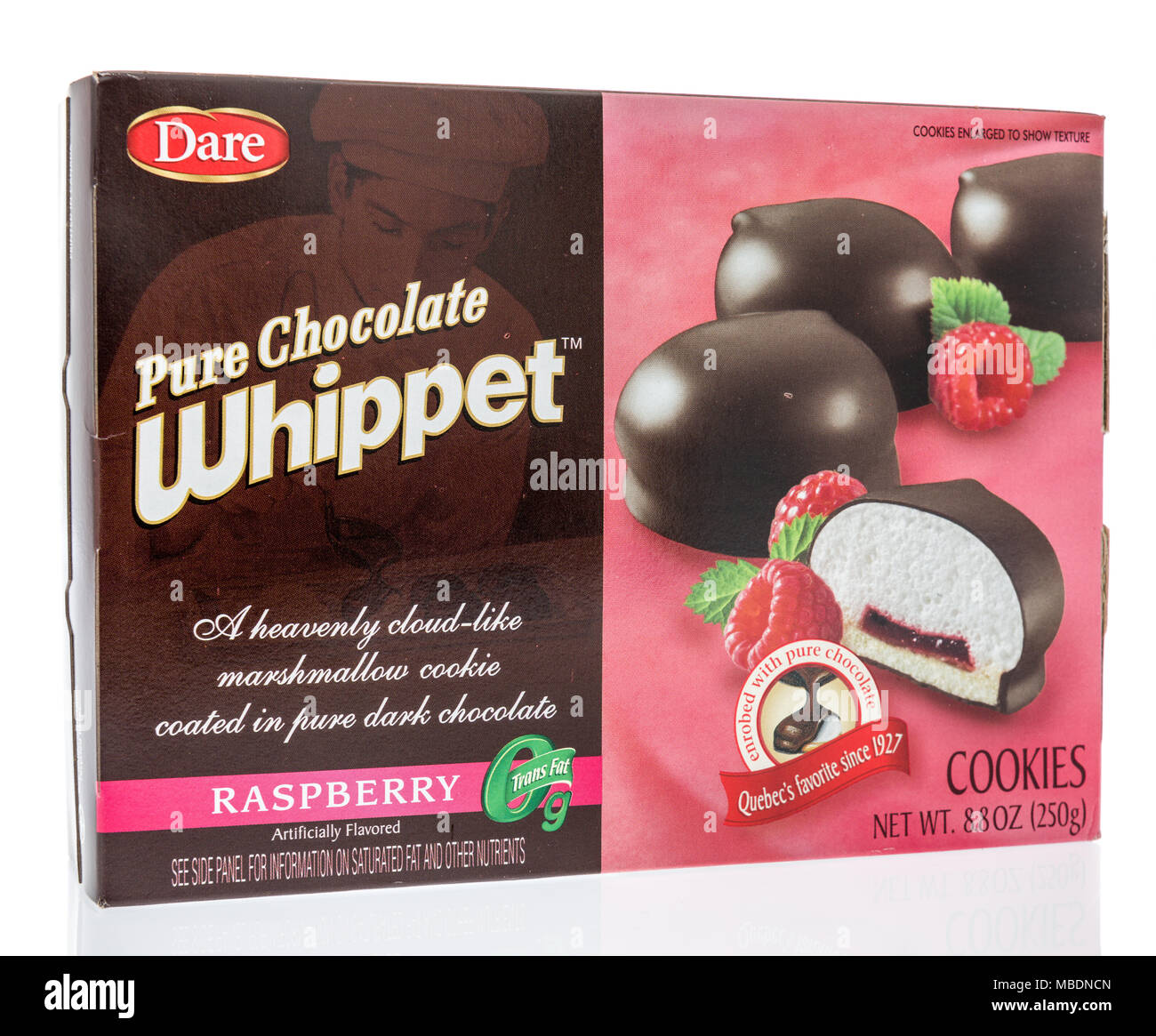 Winneconne, WI - 7 April 2018: A box of Dare pure chocolate whippet ...