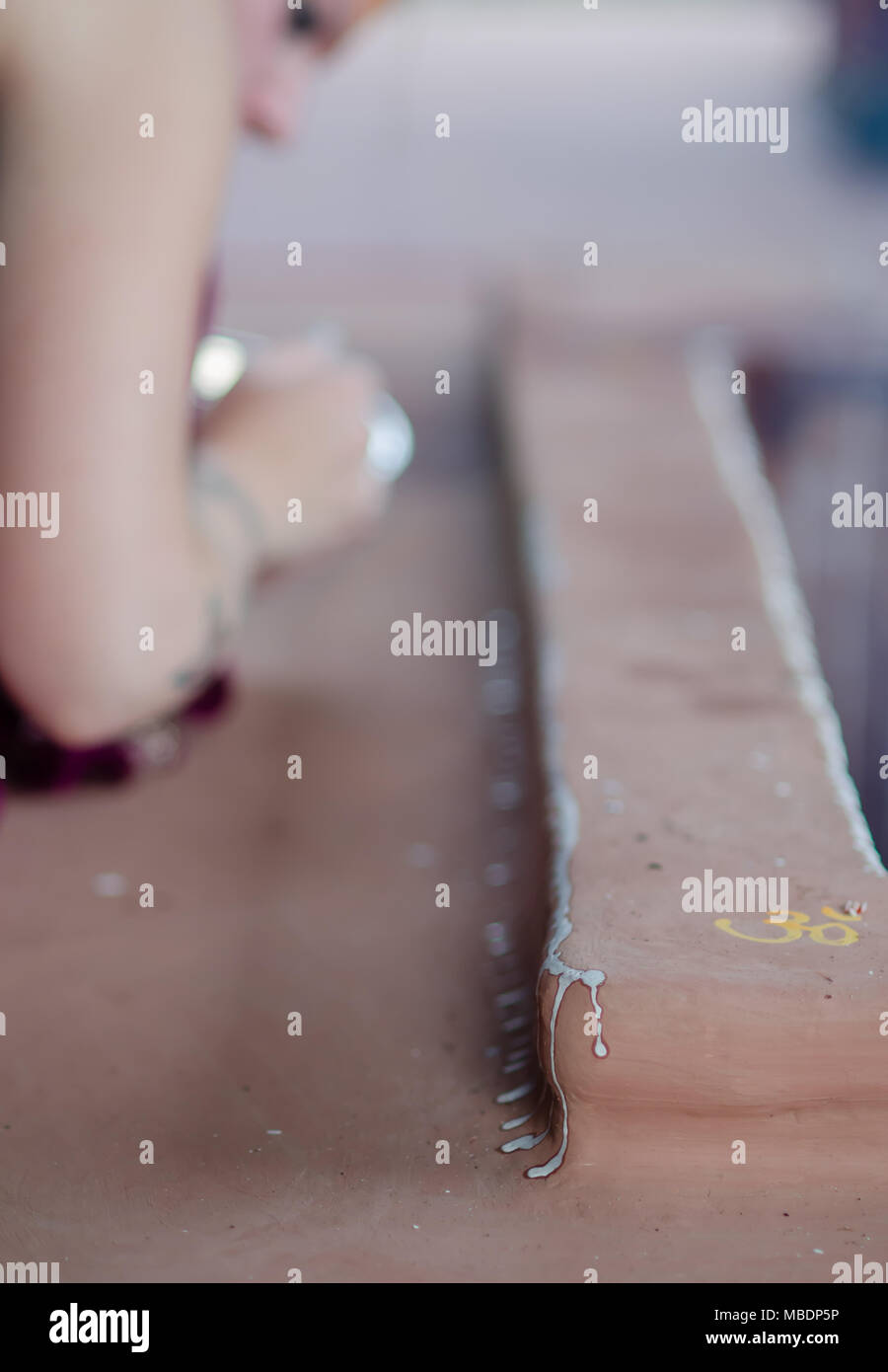 young girl who decorates the dhuni in the period of Guru Purnima Stock ...