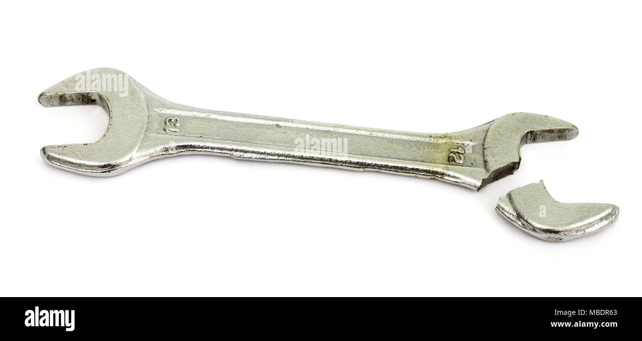 One broken wrench lies on white background Stock Photo - Alamy